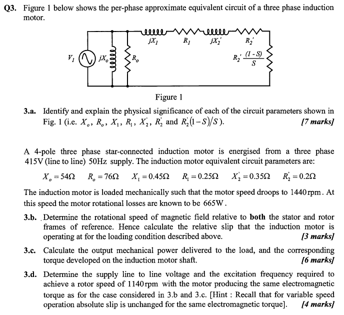 (Solved) - Figure 1 below shows the per-phase approximate equivalent circuit... (1 Answer ...