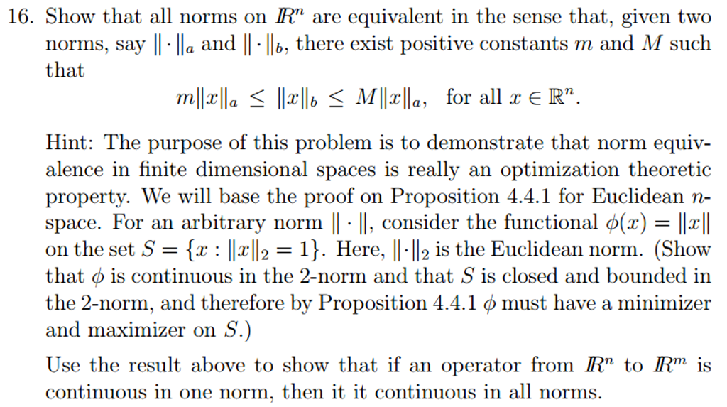 Solved Show that all norms on R^n are equivalent in the | Chegg.com