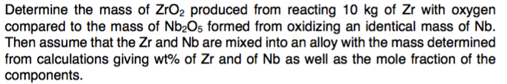 Solved Determine the mass of ZrO_2 produced from reacting 10 | Chegg.com