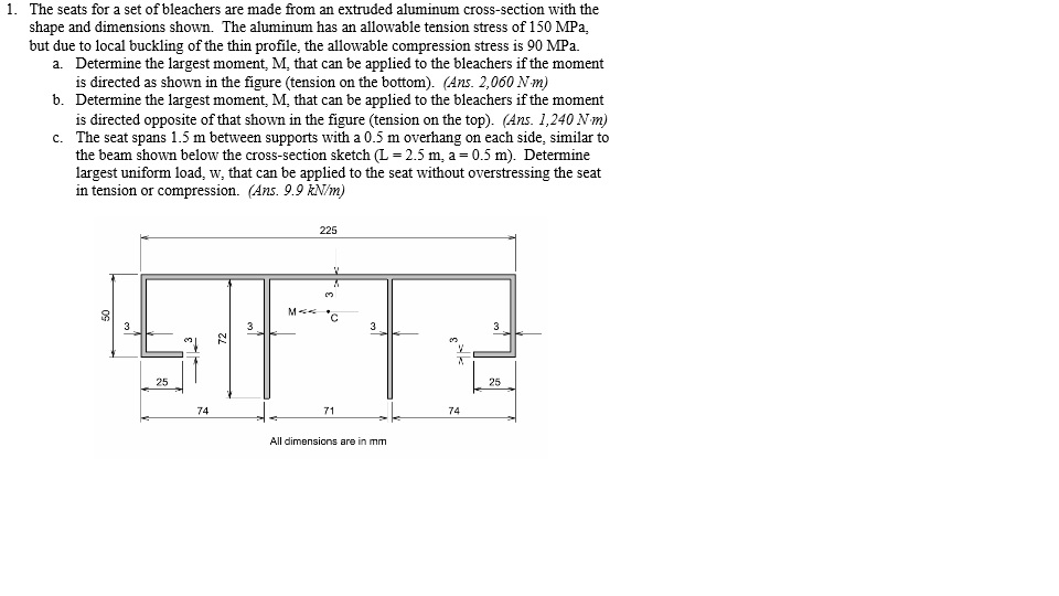 1. The seats for a set of bleachers are made from an | Chegg.com