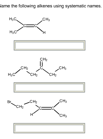 Solved Name the following alkenes using systematic names. | Chegg.com