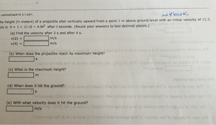 Solved The height (in meters) of a projectile shot | Chegg.com