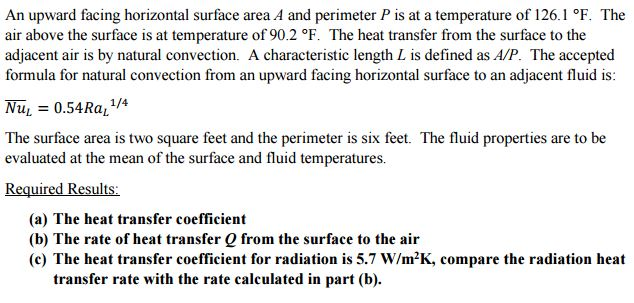 Solved An upward facing horizontal surface area A and | Chegg.com