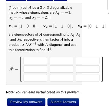Solved Let A be a 3 times 3 diagonalizable matrix whose | Chegg.com