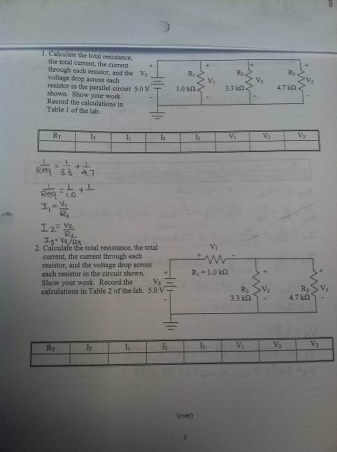 Solved 1. Calculate the total resistance, the total current, | Chegg.com