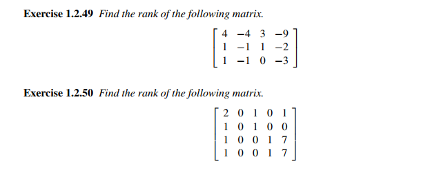 Solved Find the rank of the following matrix. [4 1 1 -4 -1 | Chegg.com