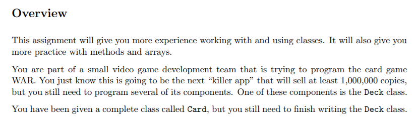 Overview This assignment will give you more | Chegg.com