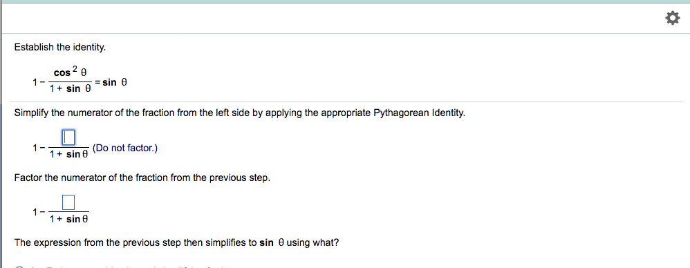 Solved Establish the identity. 1 - cos^2 theta/1 + sin | Chegg.com