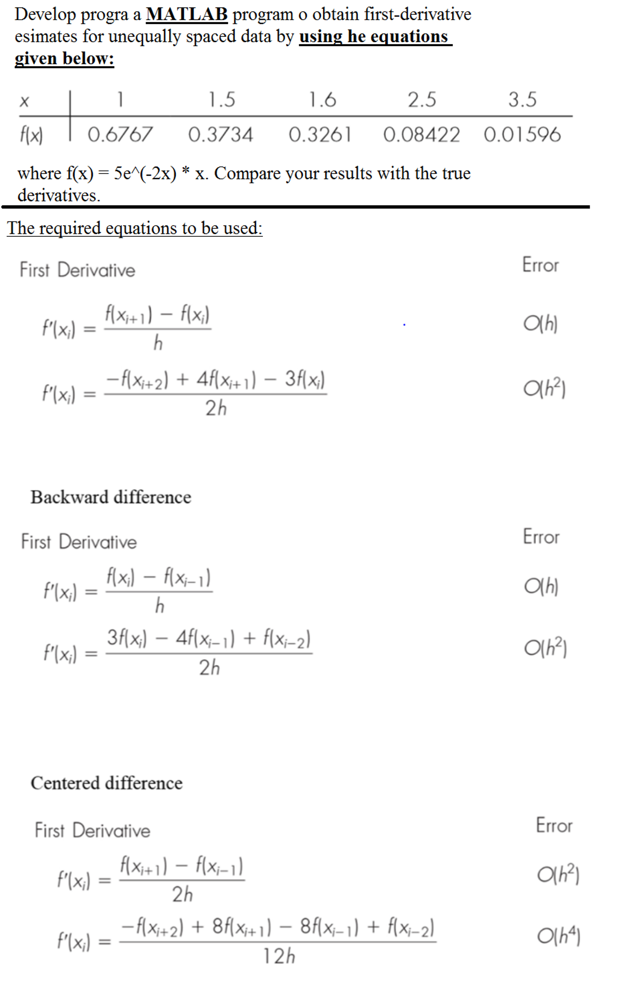 Develop program a MATLAB program o obtain | Chegg.com