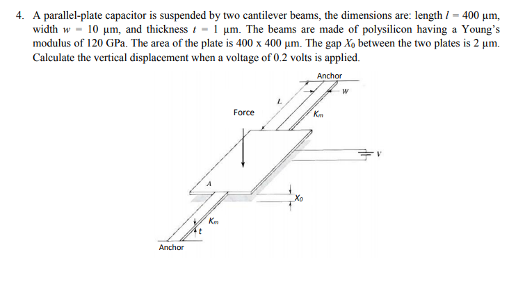 Solved 4. A parallel-plate capacitor is suspended by two | Chegg.com
