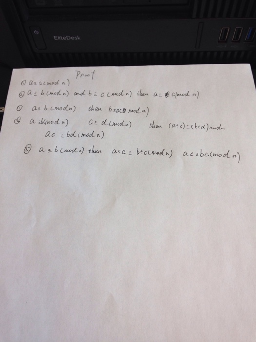 Solved A = a (mod n) a = b (mod n) and b = c (mod n) then a | Chegg.com