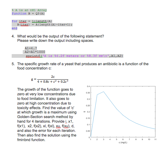 6. Use the function fminsearch to determine the | Chegg.com