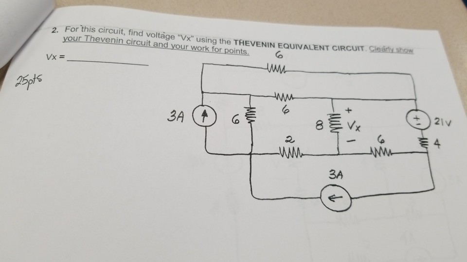 Solved 2. For this circuit, find voltage "Vx" using the | Chegg.com