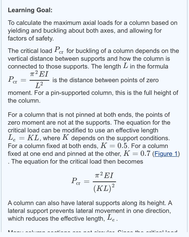 Solved Learning Goal To calculate the maximum axial loads | Chegg.com