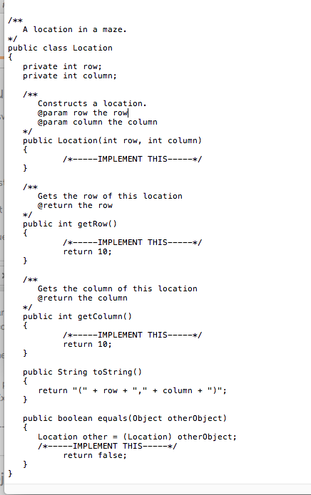 Maze class in Java. Other three classes and | Chegg.com