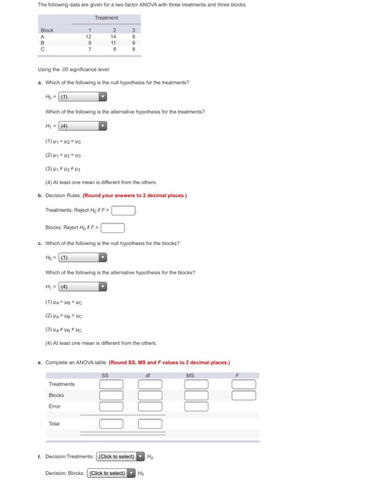 Solved The following data are given for a two-factor ANOVA | Chegg.com