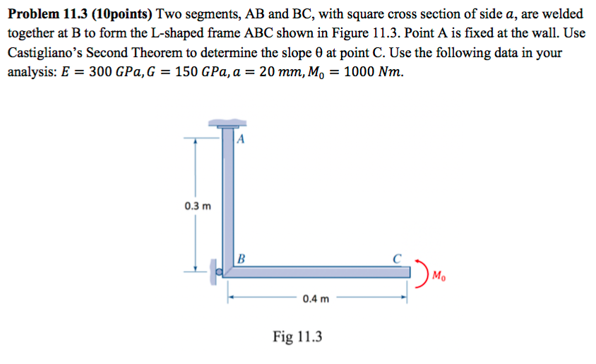 Solved Two segments, AB and BC, with square cross section of | Chegg.com