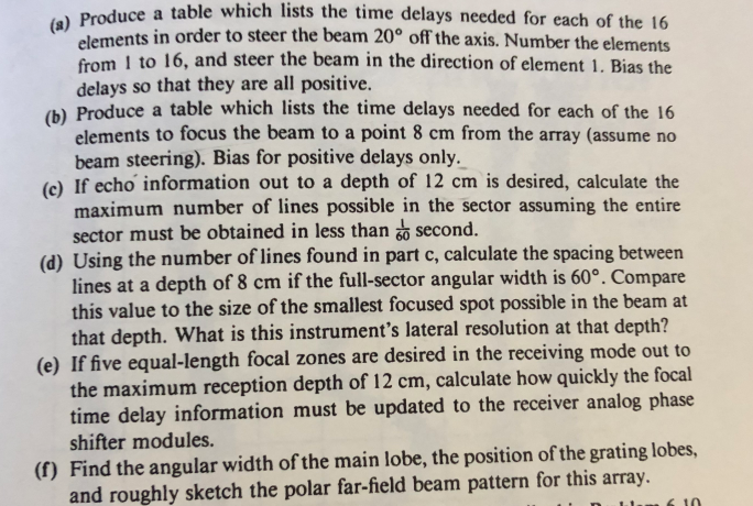 Solved 6.10. A phased-array imager has a 16-element array. | Chegg.com