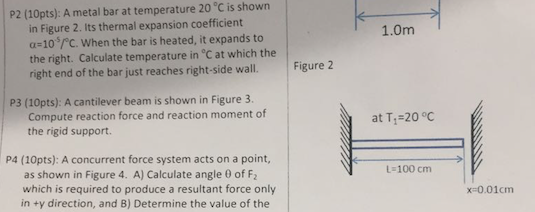 Solved P2 (10pts): A metal bar at temperature 20 °C is shown | Chegg.com