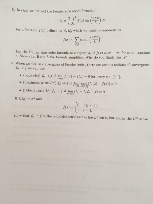 Solved In class we derived the Fourier sine series formula | Chegg.com