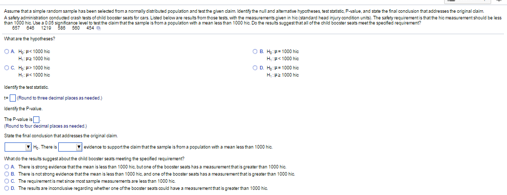 Solved Assume that a simple random sample has been selected | Chegg.com