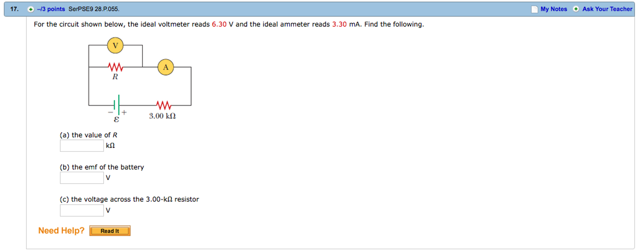 Solved For the circuit shown below, the ideal voltmeter | Chegg.com