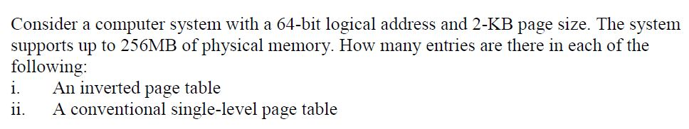 Solved Consider A Computer System With A 64 Bit Logical 