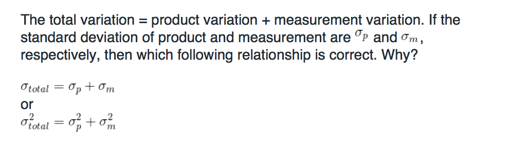 Solved The total variation = product variation + measurement | Chegg.com