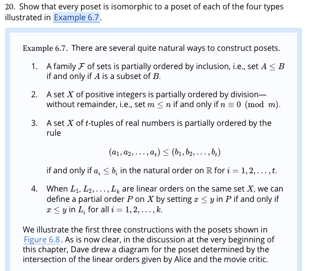 Solved 20. Show that every poset is isomorphic to a poset of | Chegg.com