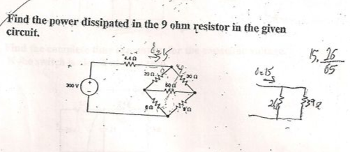 Solved Find the power dissipated in the 9 ohm resistor in | Chegg.com