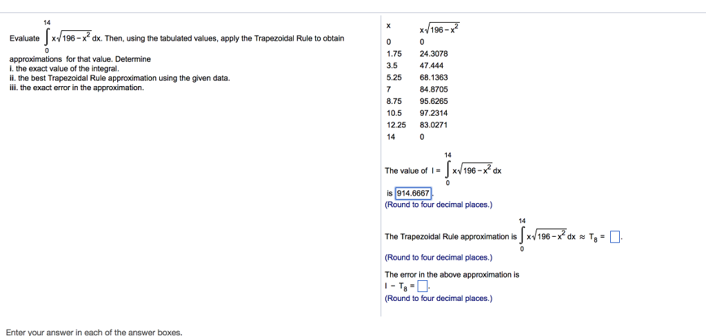 Solved 14 划196- Evaluate 196-x® dx. Then, using the | Chegg.com