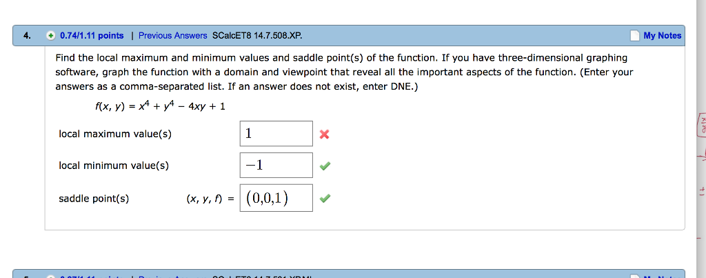 Solved 4. 0.74/1.11 points | Previous Answers SCalcET8 | Chegg.com