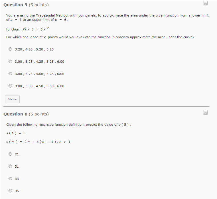 Solved Question 5 (5 points) You are using the Trapezoidal | Chegg.com