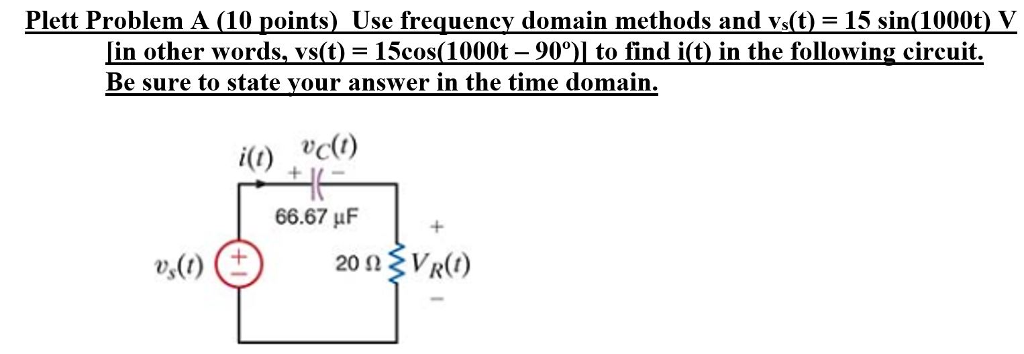 Solved Plett Problem A (10 points) Use frequency domain | Chegg.com