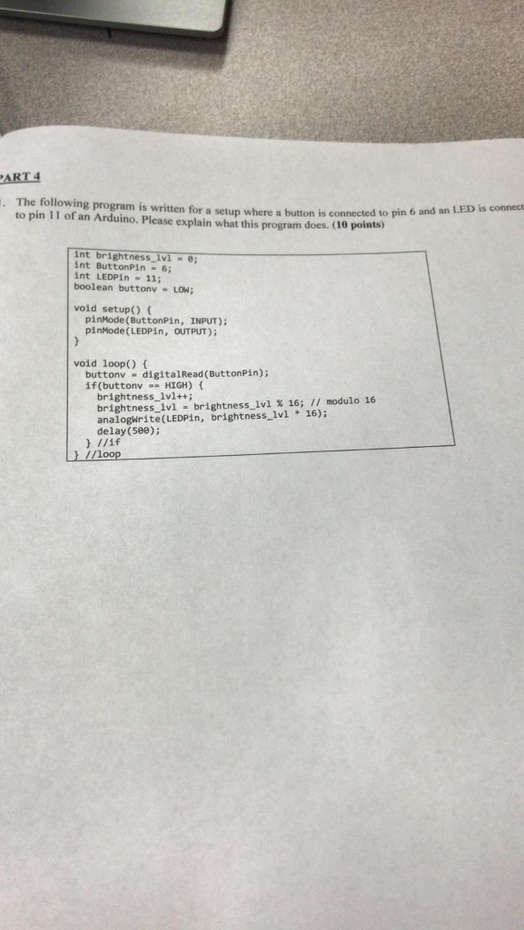 Solved ART 4 The following program is written for a setup | Chegg.com