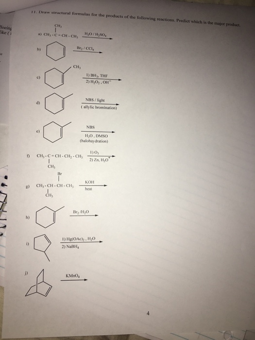 Solved: Draw Structural Formulas For The Products Of The F... | Chegg.com