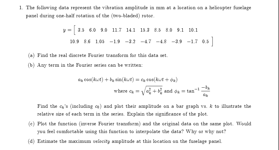 Solved The following data represent the vibration amplitude | Chegg.com