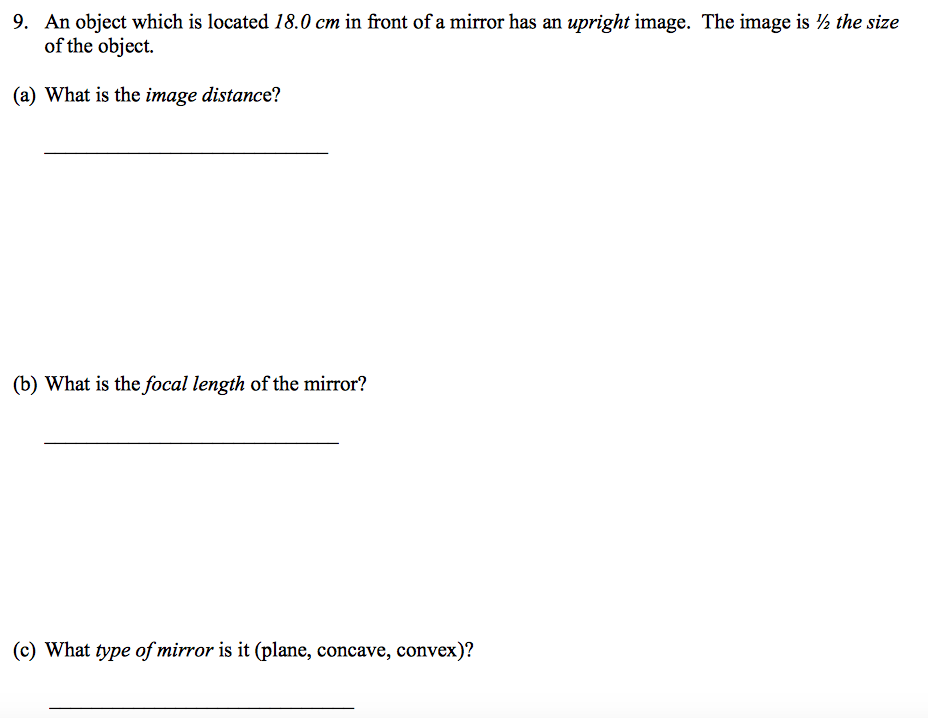 Solved 9. An object which is located 18.0 cm in front of a | Chegg.com