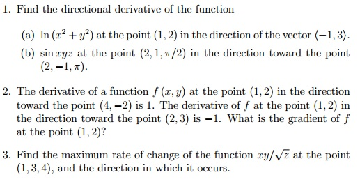 Solved Find The Directional Derivative Of The Function In