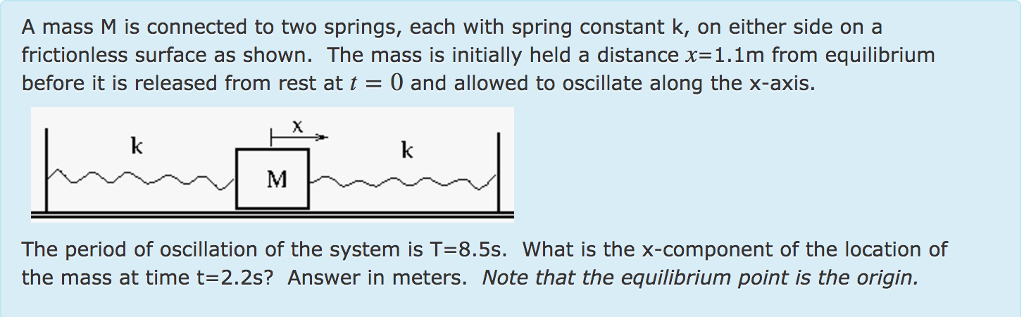 Solved A mass M is connected to two springs, each with | Chegg.com