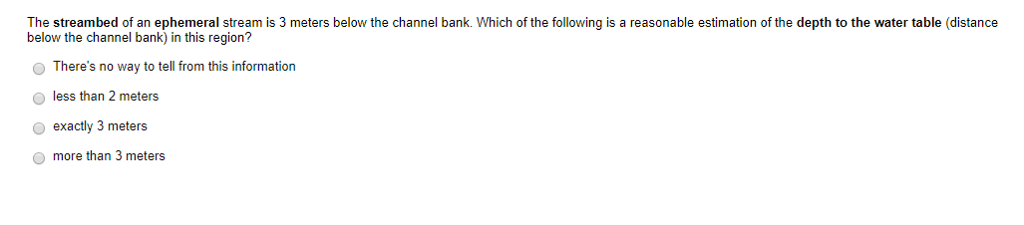 Solved The streambed of an ephemeral stream is 3 meters | Chegg.com