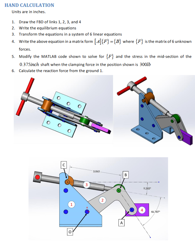 Solved HAND CALCULATION Units are in inches. Draw the FBD of | Chegg.com