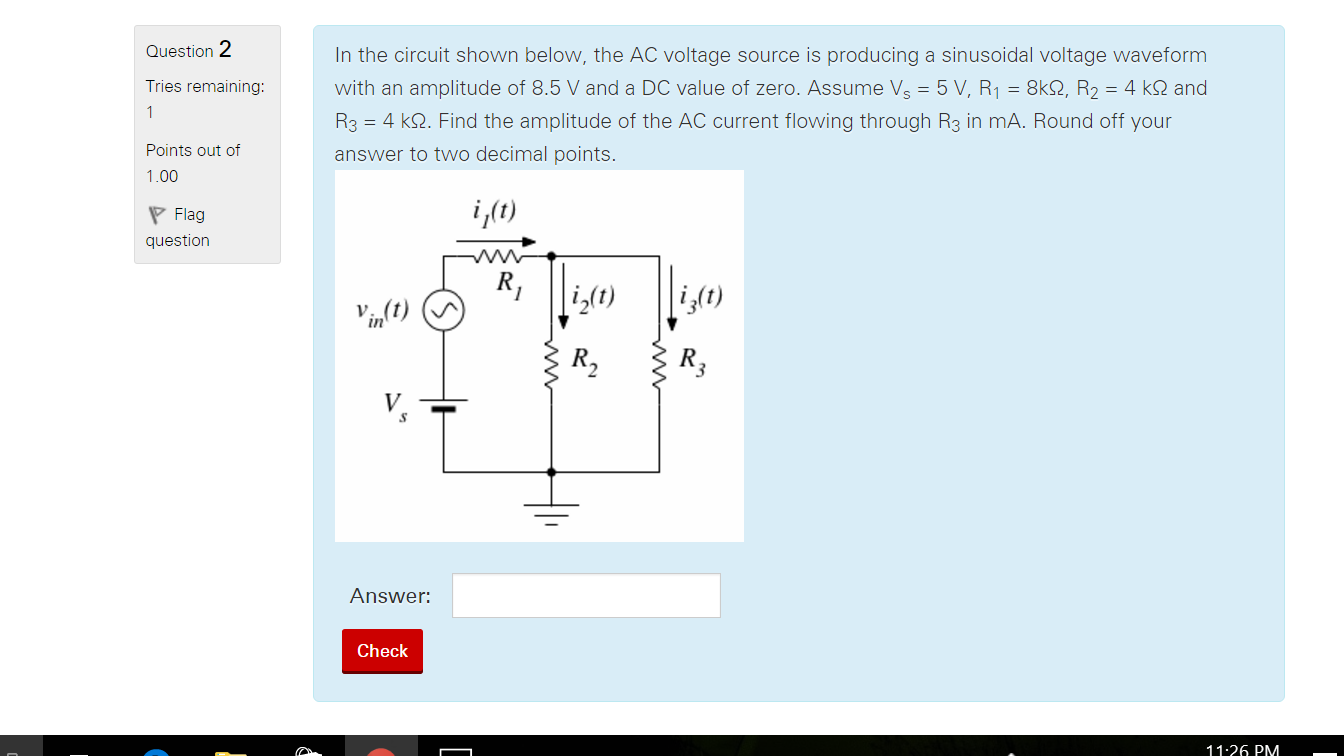 Solved In the circuit shown below, the AC voltage source is | Chegg.com