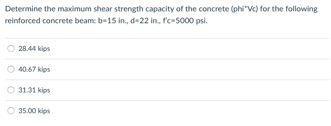 Solved Determine the maximum shear strength capacity of the | Chegg.com