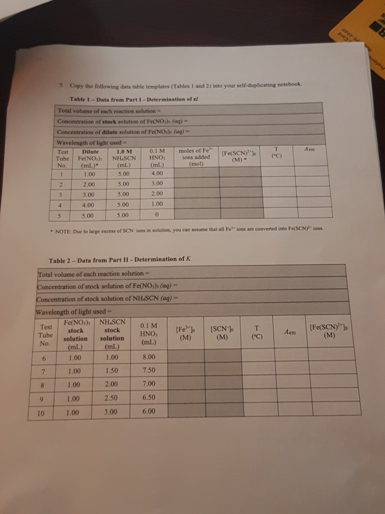 Solved 3. Record the concentrations of the following stock | Chegg.com