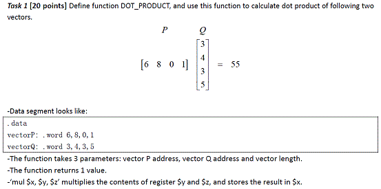Define function DOT_PRODUCT, and use this function to | Chegg.com