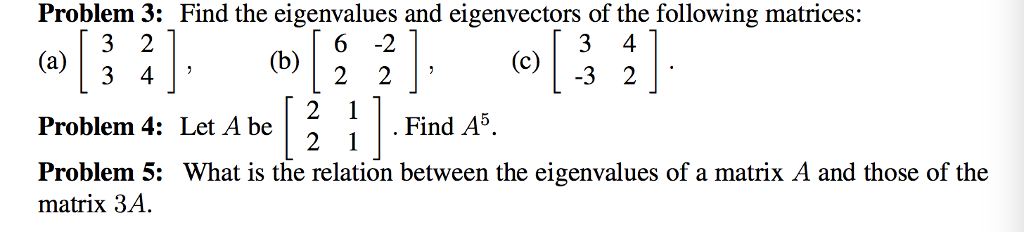 Solved Problem 3: Find the eigenvalues and eigenvectors of | Chegg.com