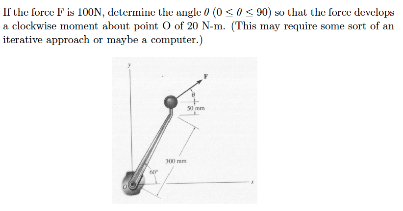 Solved If the force F is 100 N, determine the angle ( 0