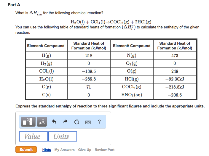 Solved Part A What is ΔHrn for the fol lowing chemical | Chegg.com