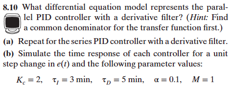 Solved 8.10 What differential equation model represents the | Chegg.com